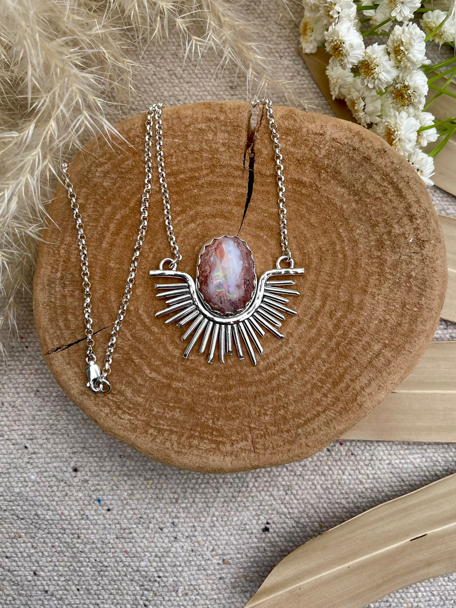 Silver Fire Opal Sun Ray Necklace – Stone & Solder